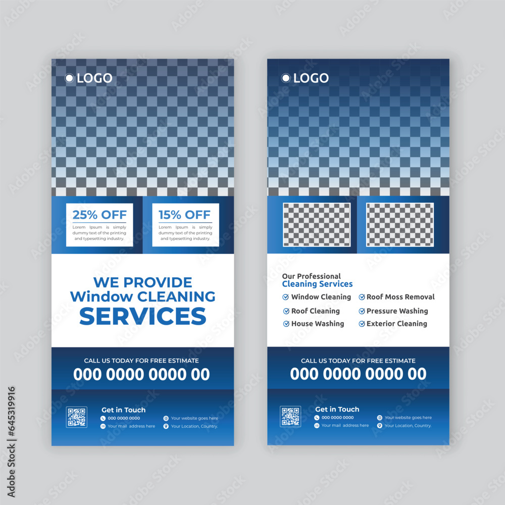 DL flyer, rack card, template, Roof washing, house washing, window ...