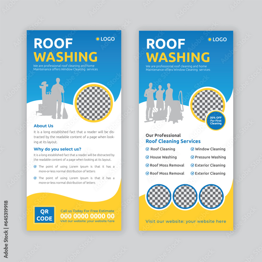 DL flyer, rack card, template, Roof washing, house washing, window ...