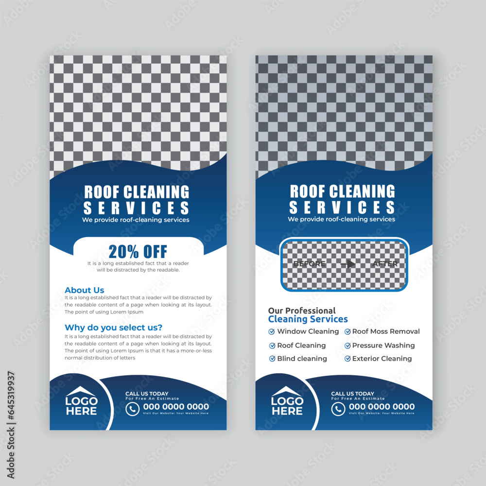 DL flyer, rack card, template for Roof washing, house washing, window ...
