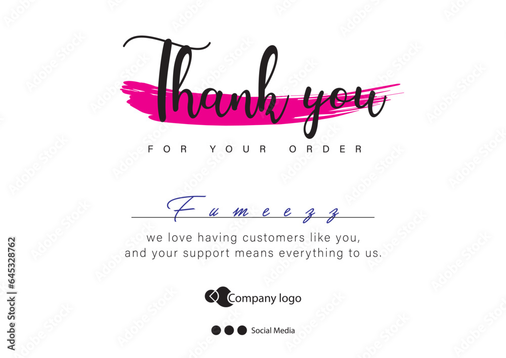 Thank you card. Thank you for your order card template for your ...