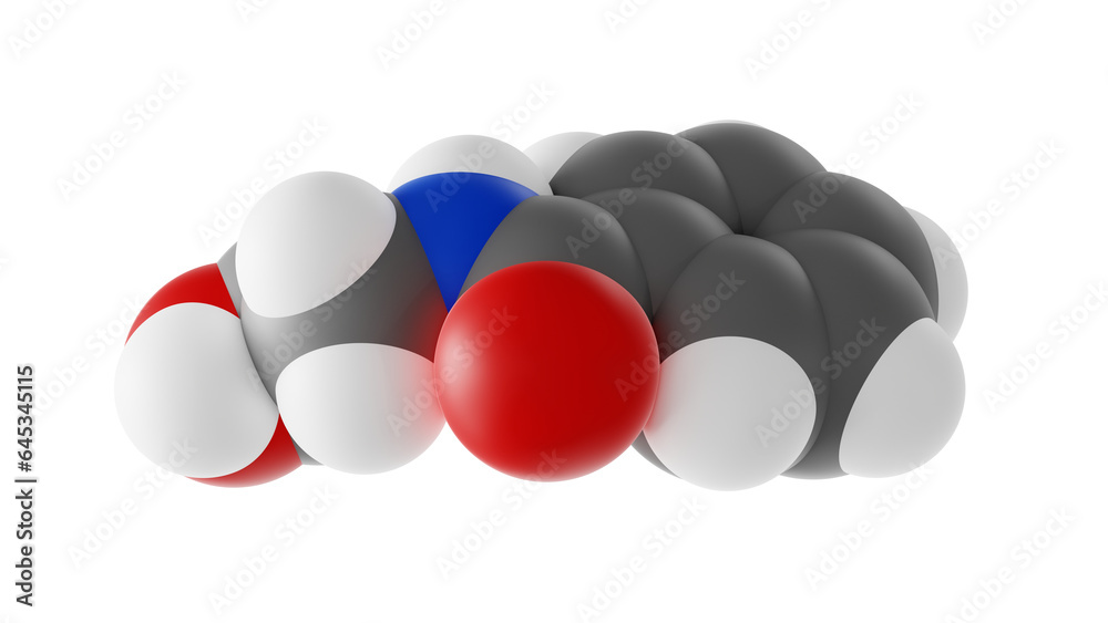 hippuric acid molecule, carboxylic acid molecular structure, isolated ...
