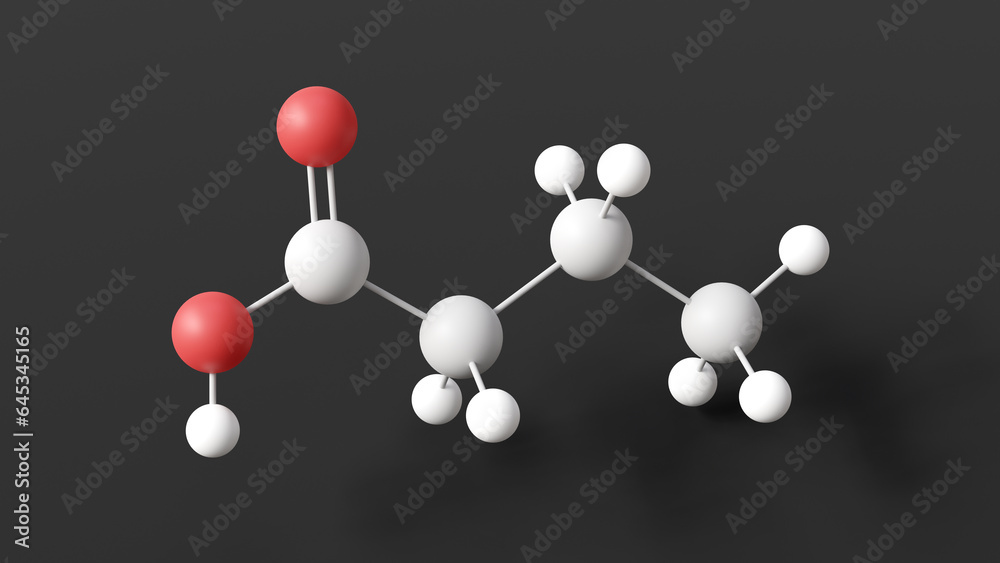 ภาพประกอบสต็อก butyric acid molecule, molecular structure, butanoic ...