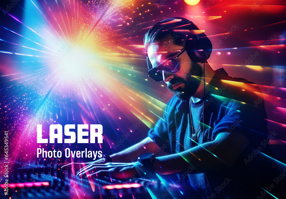Laser Beam Photo Overlays Stock Template | Adobe Stock