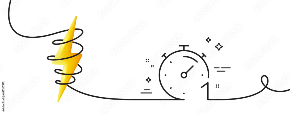 Timer 1 minute line icon. Continuous one line with curl. Stopwatch time ...