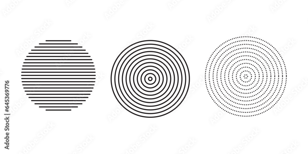 set of different circle geometry design. circle of different shapes for ...