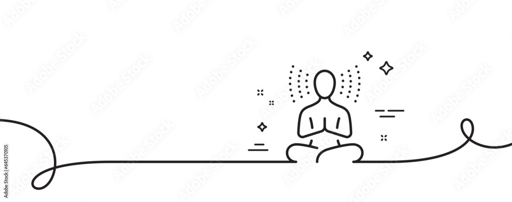 Yoga line icon. Continuous one line with curl. Meditation pose sign ...