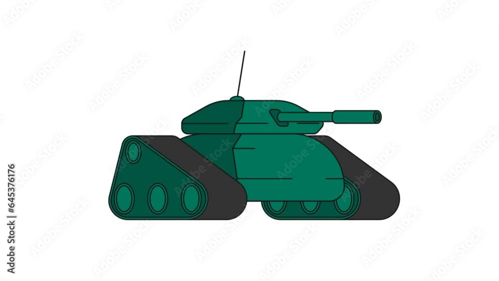 Animated Combat army track tank with camouflage coloring and long ...