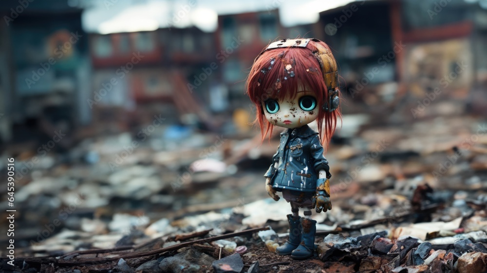 Unusual toy doll with gorgeous vivid red ginger hair that fell into ...