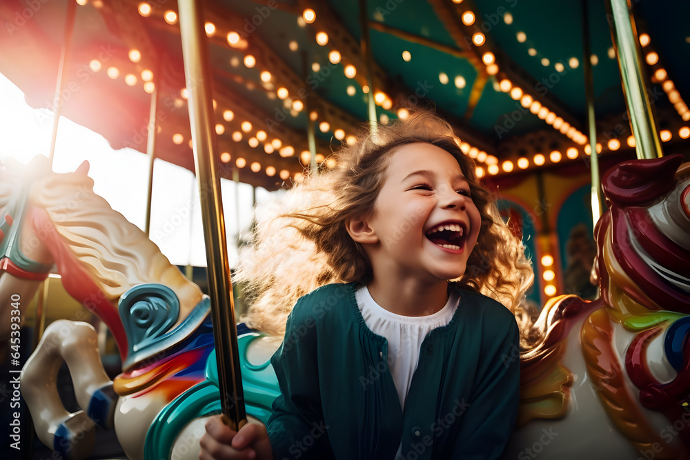 Pure Joy A Happy Little Girl Radiating Excitement and Delight as She ...