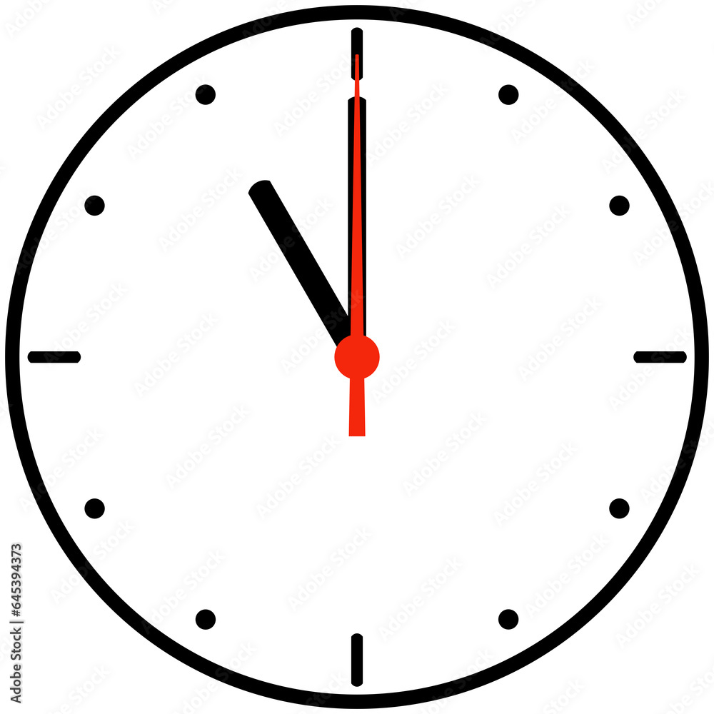 11 Uhr oder 23 Uhr - Uhrzeit Symbol mit Stundenzeiger, Minutenzeiger ...