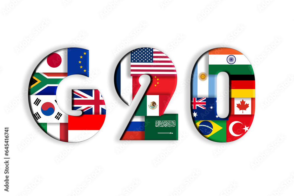 G20 countries flags collage . G20 countries flags illustration. Stock ...