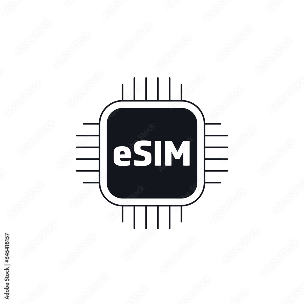eSIM card icon, Embedded Subscriber Identification Module Stock Vector ...