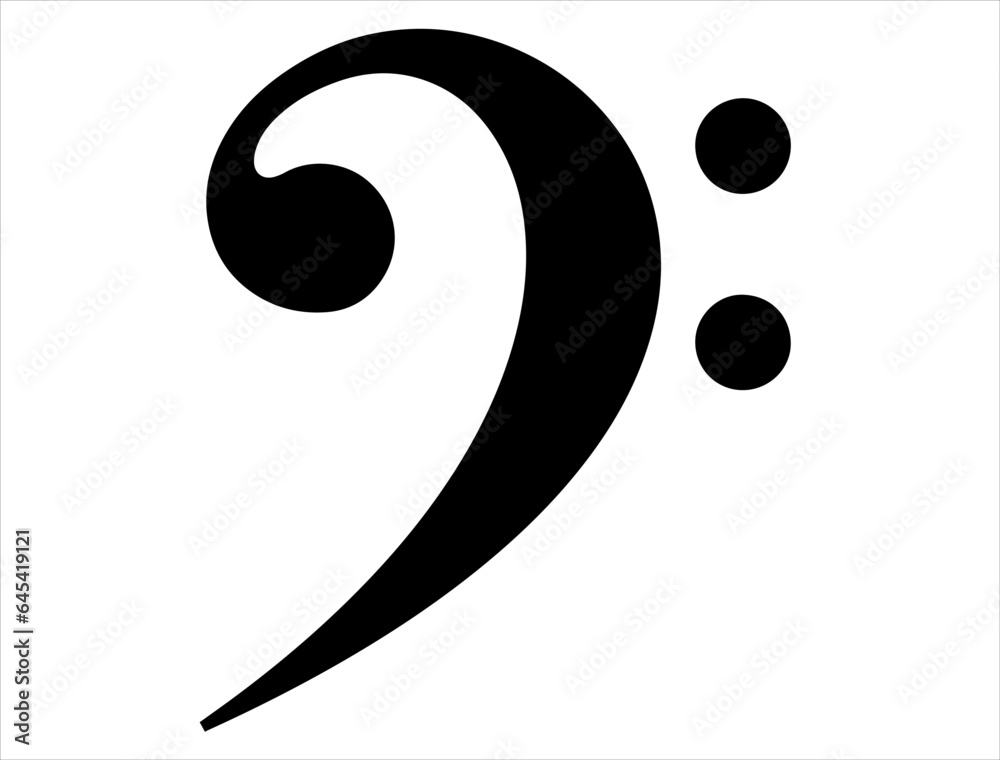 Bass clef silhouette vector art white background Stock Vector | Adobe Stock