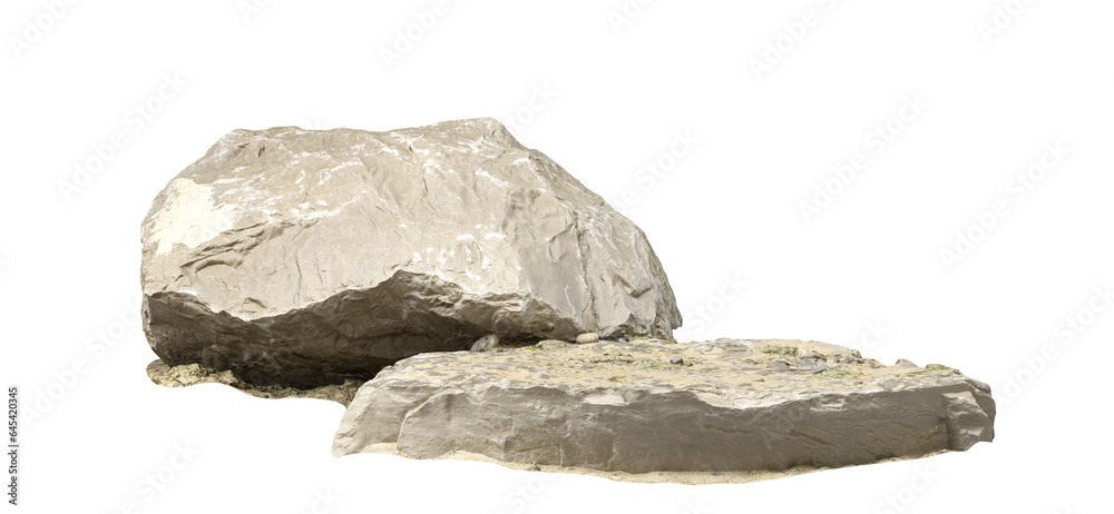 Tough rocks beige landscape cut-out on transparent backgrounds 3d ...