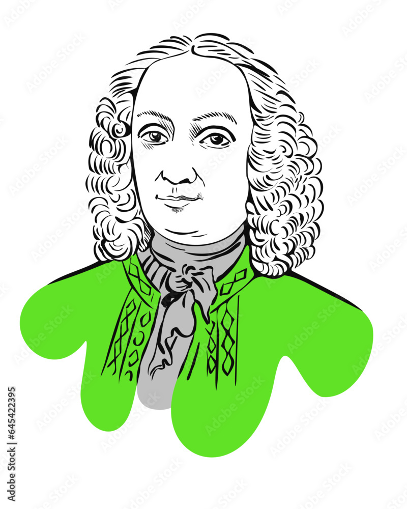 Royalty free vector portrait Antonio Vivaldi, vector stock image ...
