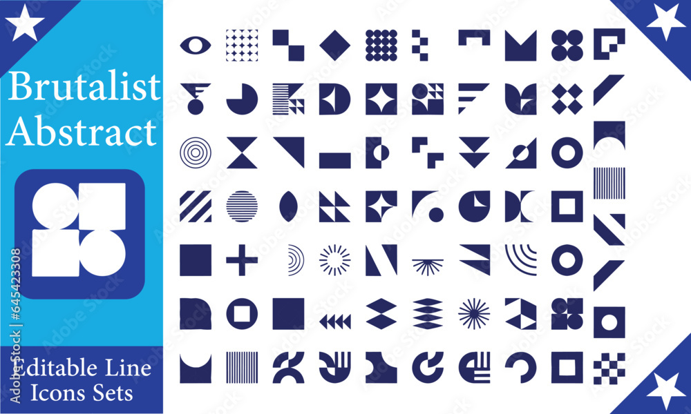 Brutalist abstract geometric shapes and grids. Brutal contemporary ...