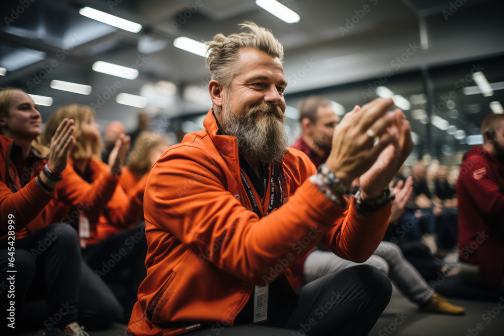 Active Breaks. Employees participating in a quick stretch session at ...