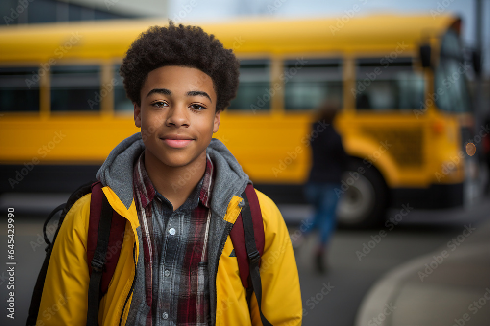 Generative ai picture of nice schoolboy male student with backpack ...