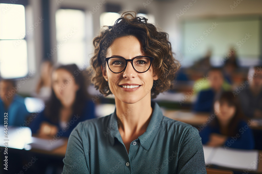Generative AI photo of confident clever school teacher lecturer ...