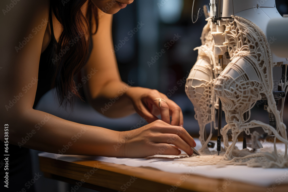 A patient undergoing a 3D printing process to create a personalized ...