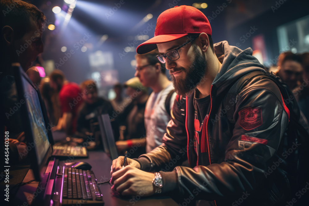 Professional esports players signing autographs for fans at a gaming ...