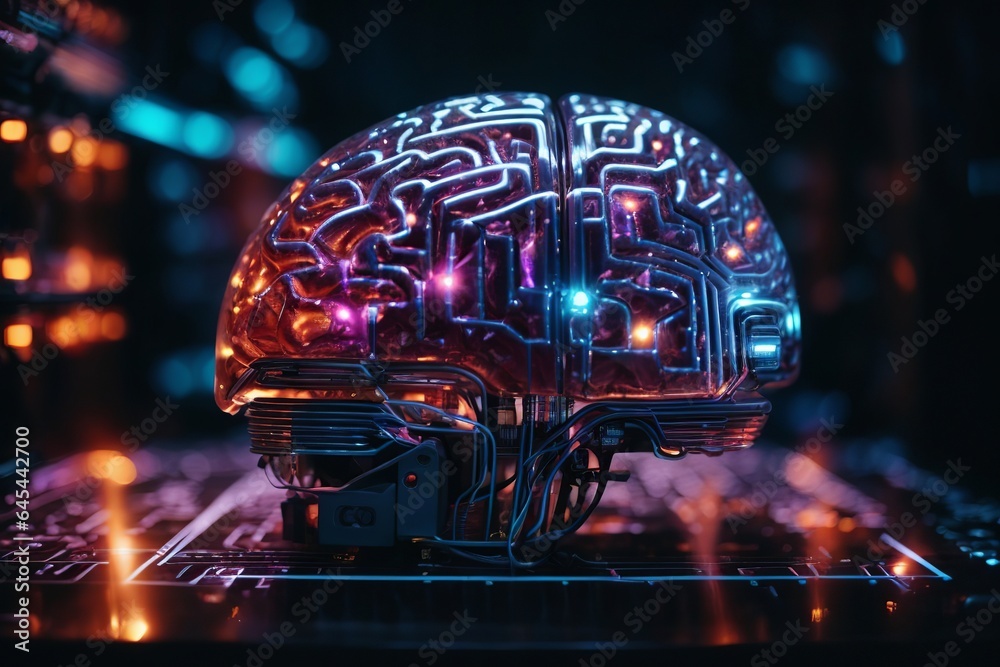 Brain with electrical circuits, concept of artificial intelligence ...