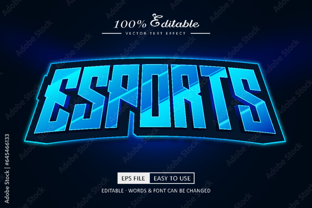 Stylish Esports text effect, editable gaming font and neon style Stock ...