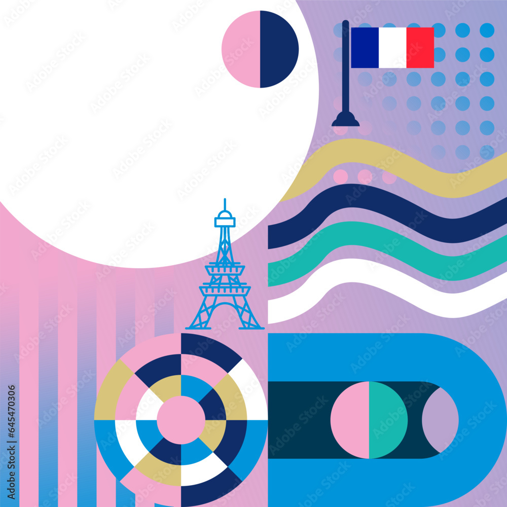 social media paris themed banner design. Geometric decoration ...