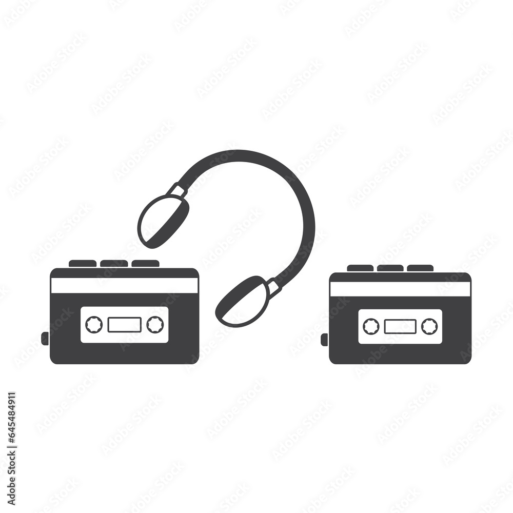 Walkman flat icon set, walkman icon Vector illustration. Flat style sign isolated on white ...