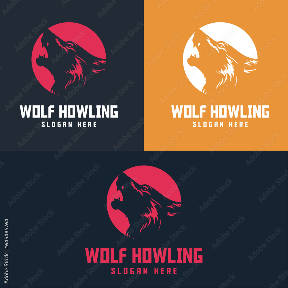 Straightforward Howling Wolf Mascot Emblem. Artistic Wild Animal ...