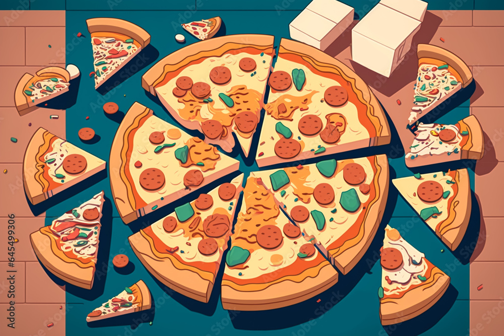 Various pizza concept art. 2D flat design of Italian restaurants and ...