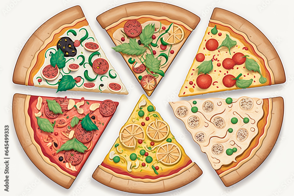 Various pizza concept art. 2D flat design of Italian restaurants and ...