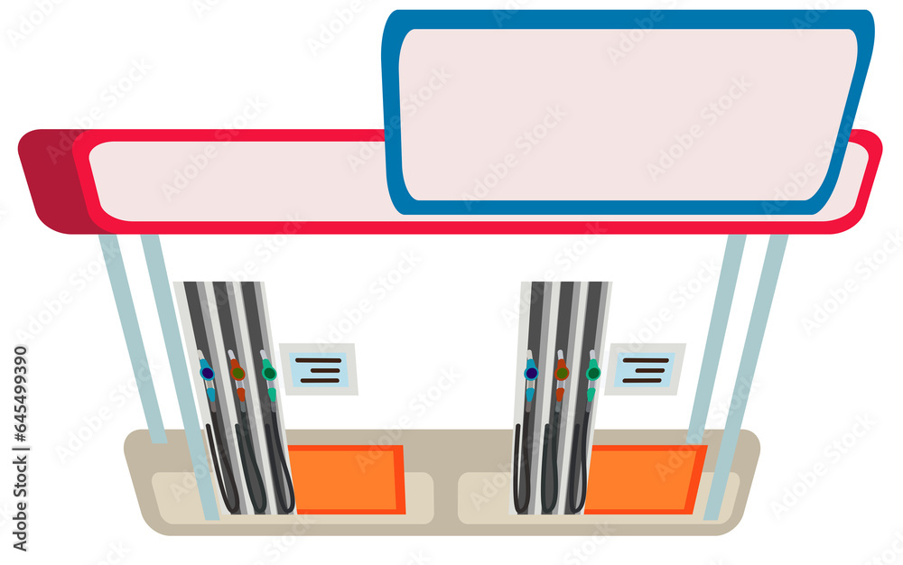 cartoon scene with gas station building isolated illustration for ...