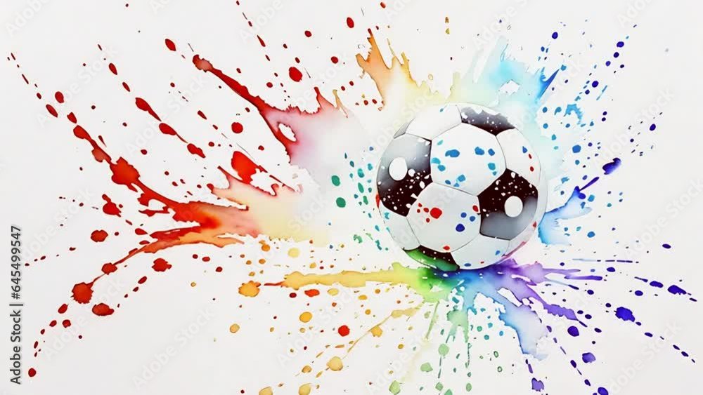 soccer paint splatters white background red style watercolor soft edges ...
