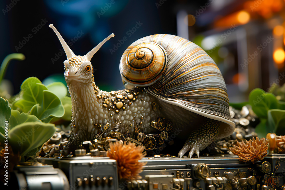 snail of the future, with some mechanical body parts Stock Illustration ...