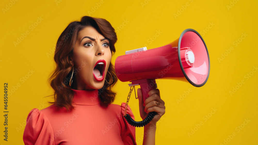 A Person Shouts Loudly into a Megaphone Bullhorn Announcing a Thing ...