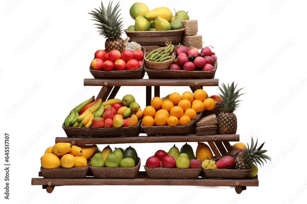 Fruit Stand Display Isolated on Transparent Background. Generative AI ...