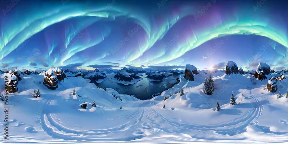 HDRI, Skybox, winter snow mountain, sky, created using generative AI ...