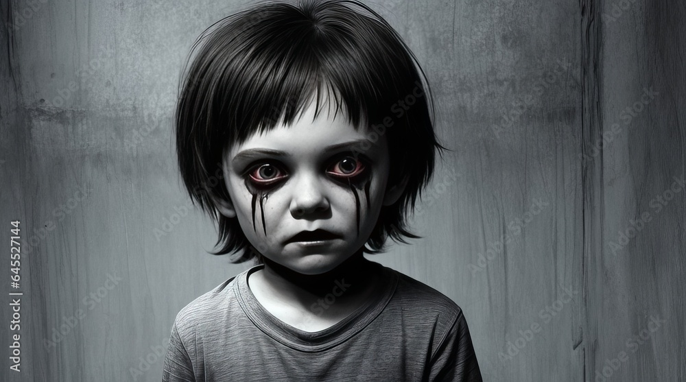 Scary Horror Kid Background. Frightening Child. Creepy Ambiance in a ...