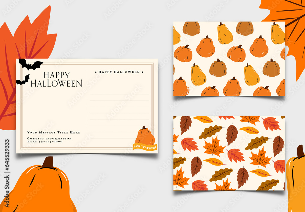 Fall Halloween Postcards Stock Template | Adobe Stock