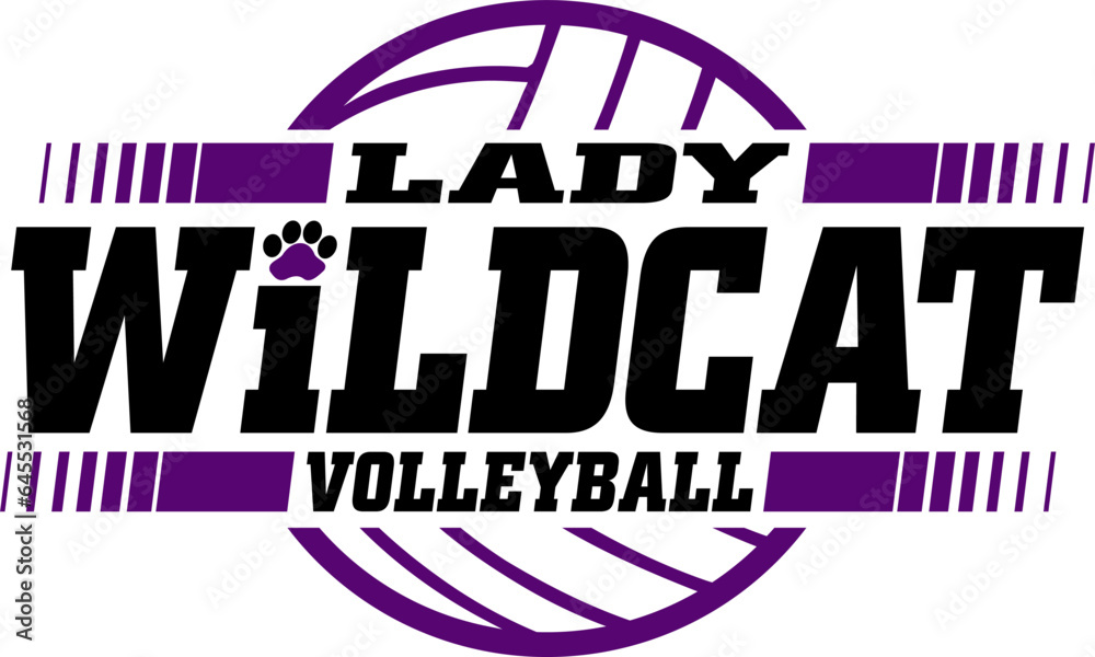 lady wildcat volleyball team design with ball for school, college or ...
