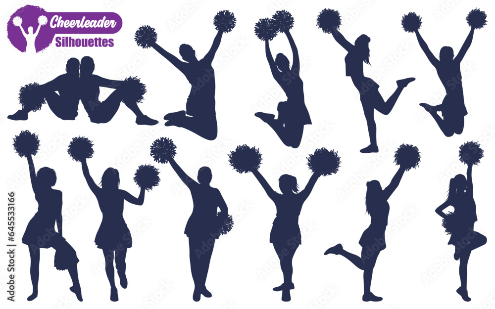 Cheerleader Dancer Silhouettes Vector illustration Stock Vector | Adobe ...