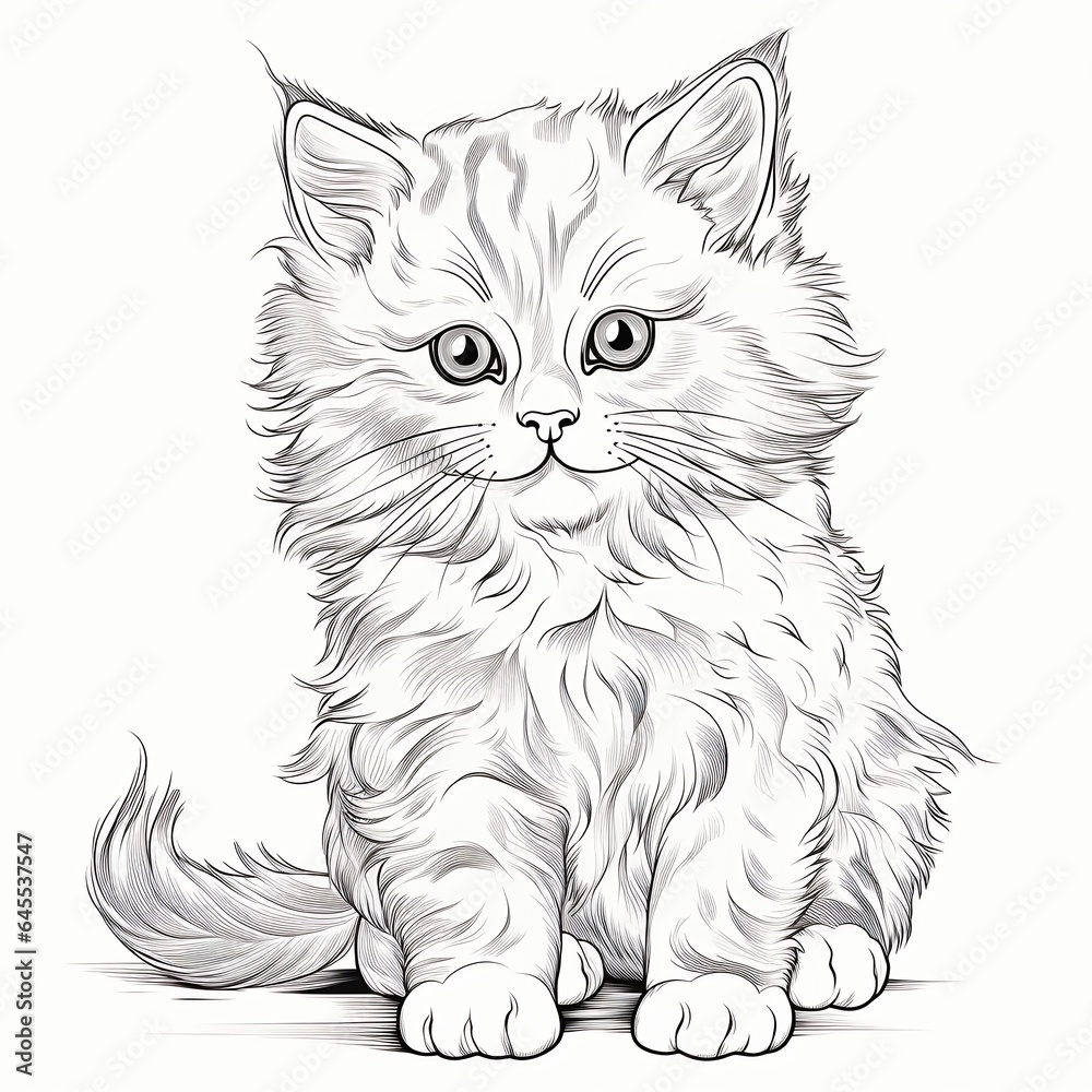 drawing white kitty cat kitten sitting ground hand puppy teddy mix ...