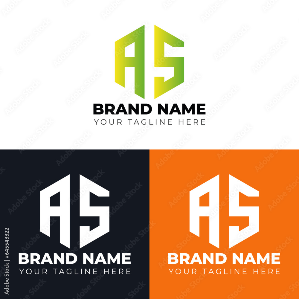 Two letters A S logo design ,Double letters polygon letter mark logo ...