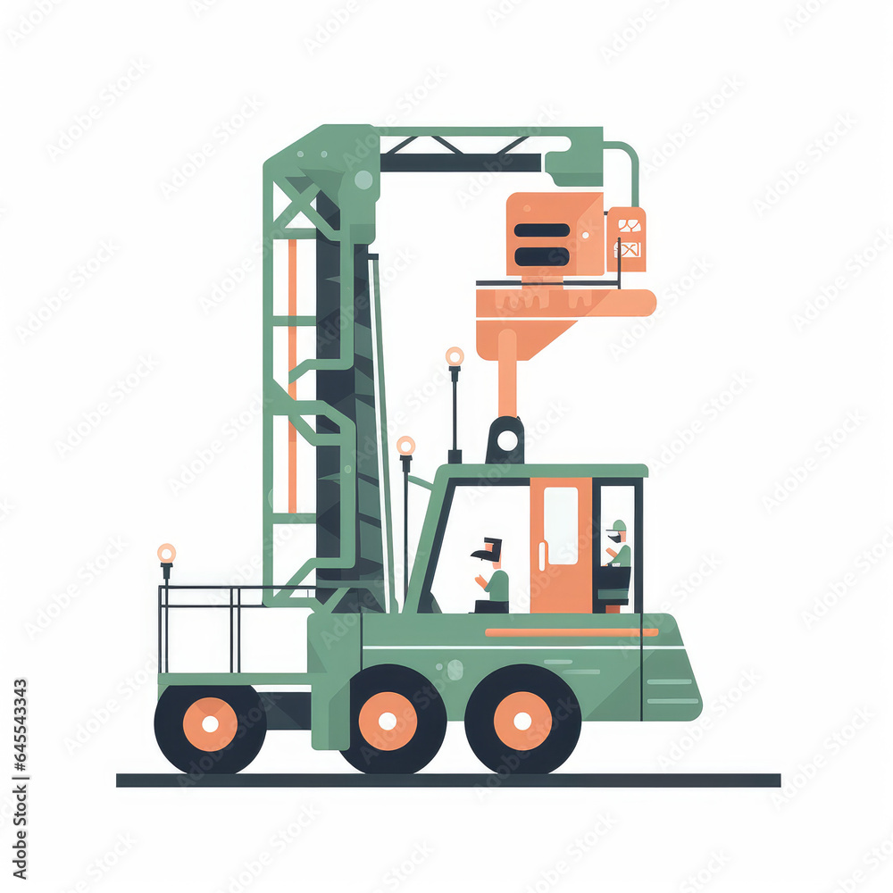 Manlift, 2D, simple, flat vector, cute cartoon, illustration, aerial ...