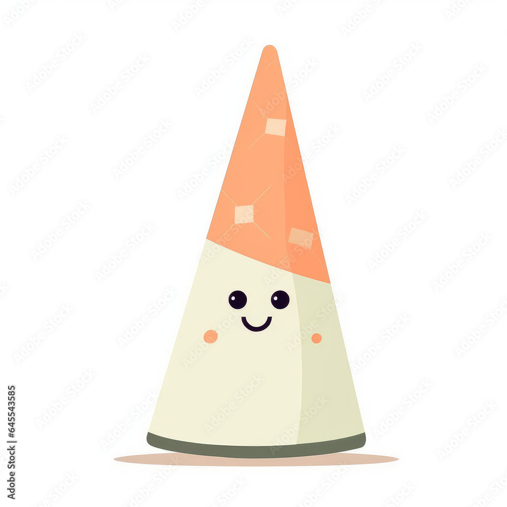 Safety cone, 2D, simple, flat vector, cute cartoon, illustration ...
