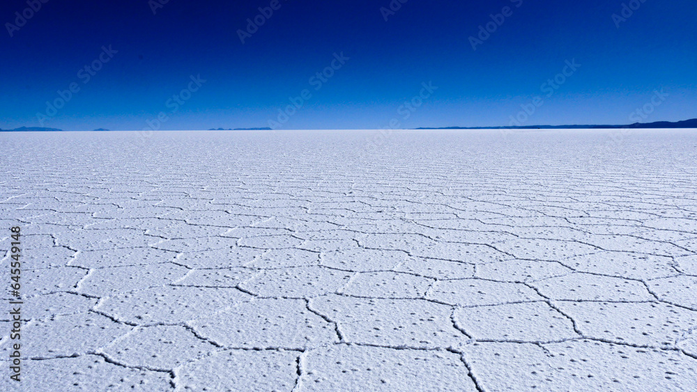 Salt flats (Salar de Uyuni). The biggest salt desert in the world ...
