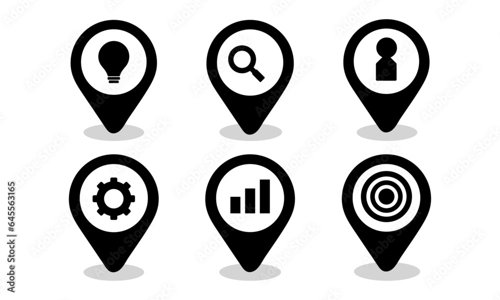 Vector map location solid glyph icon pack like pin map marker location ...