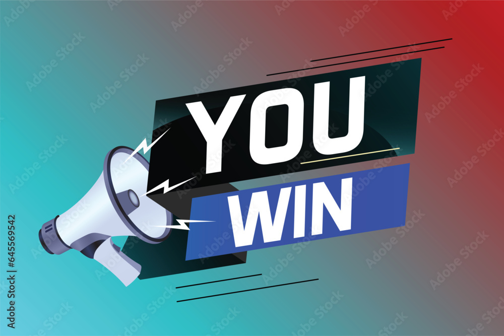 You win word concept vector illustration with megaphone and 3d style ...