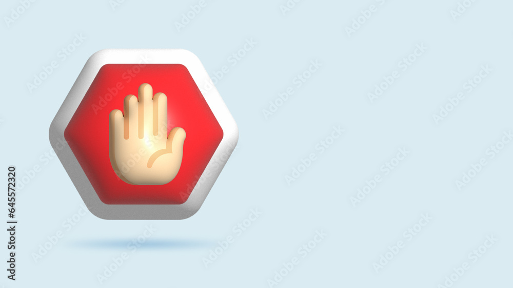 3D Realistic Illustration Stop sign, hand stop symbol, traffic stop ...